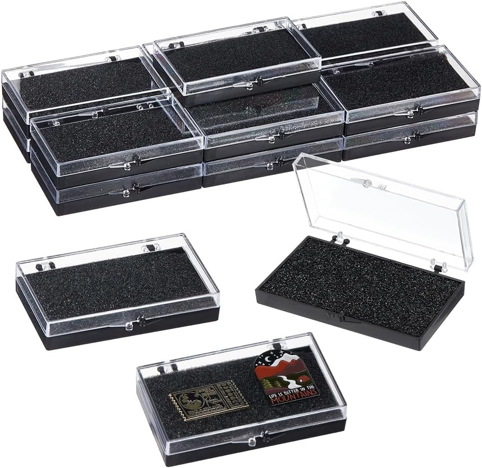 16Pcs Clear Plastic Gift Box for Pin 2x3.1x0.6 Inch Black Presentation ...