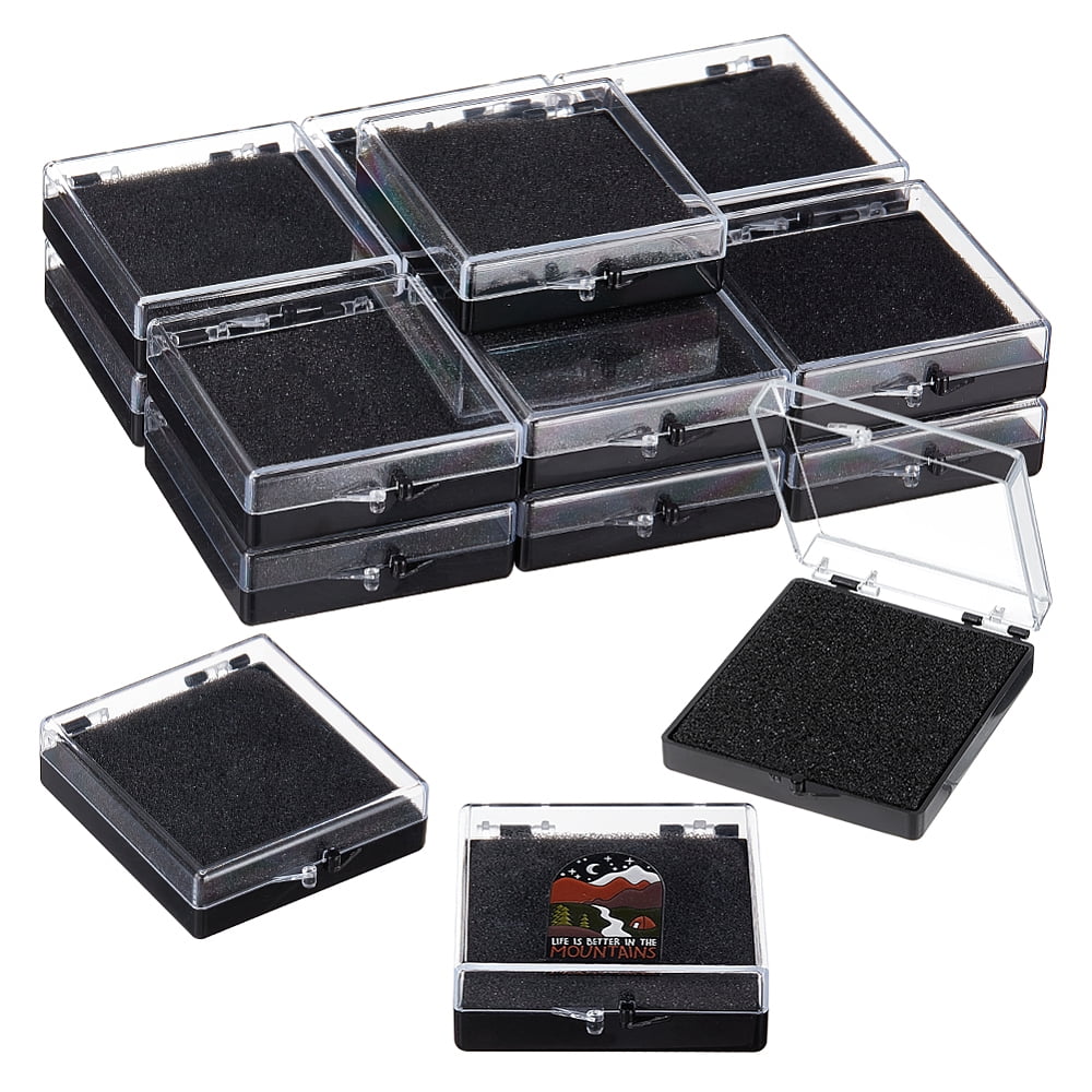 16Pcs Clear Plastic Gift Box for Pin 2.6x2.4x0.7 Inch Black ...