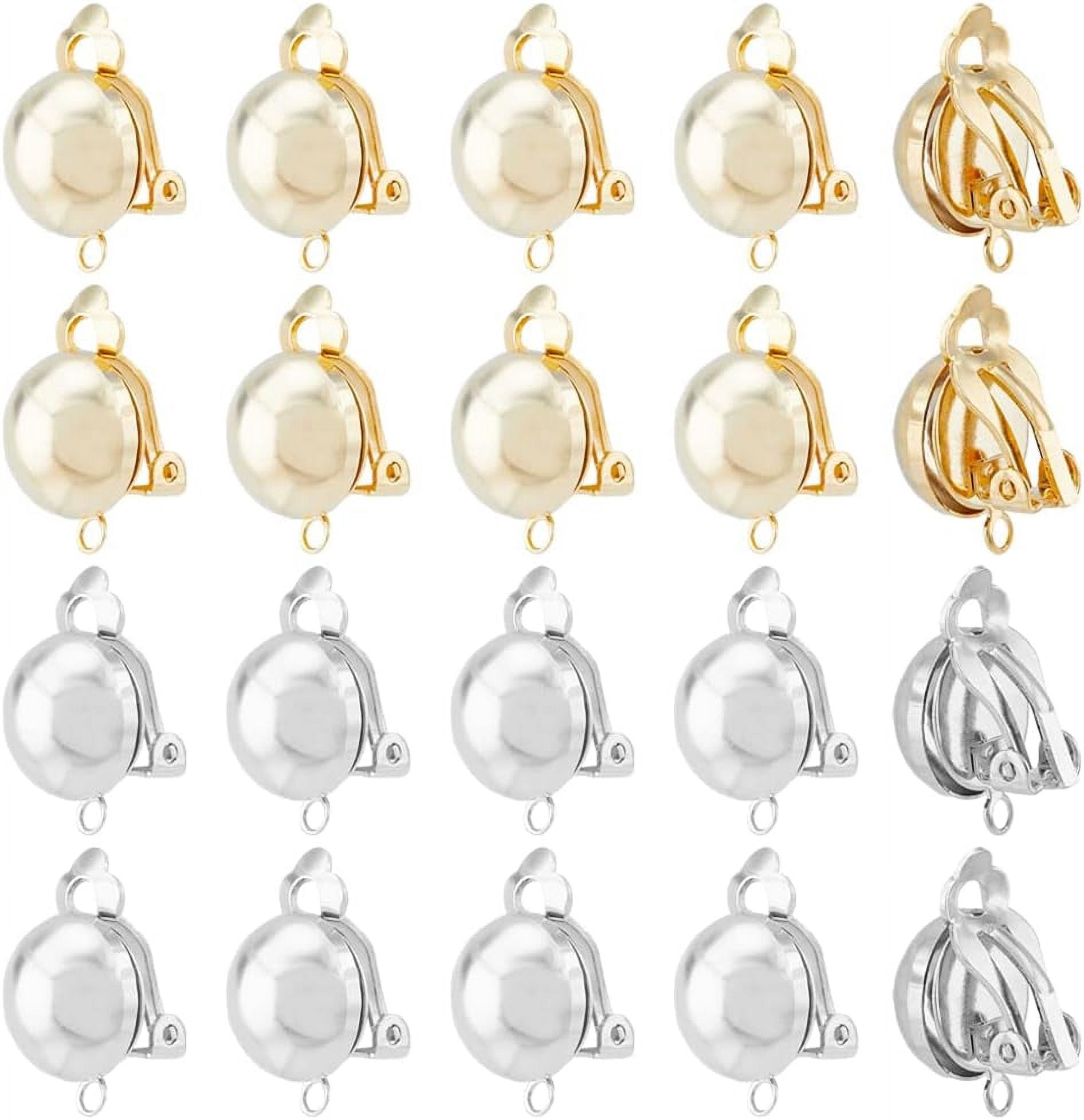16Pcs Clip-on Earring Golden Silver Earring Clips for DIY Non Pierced ...