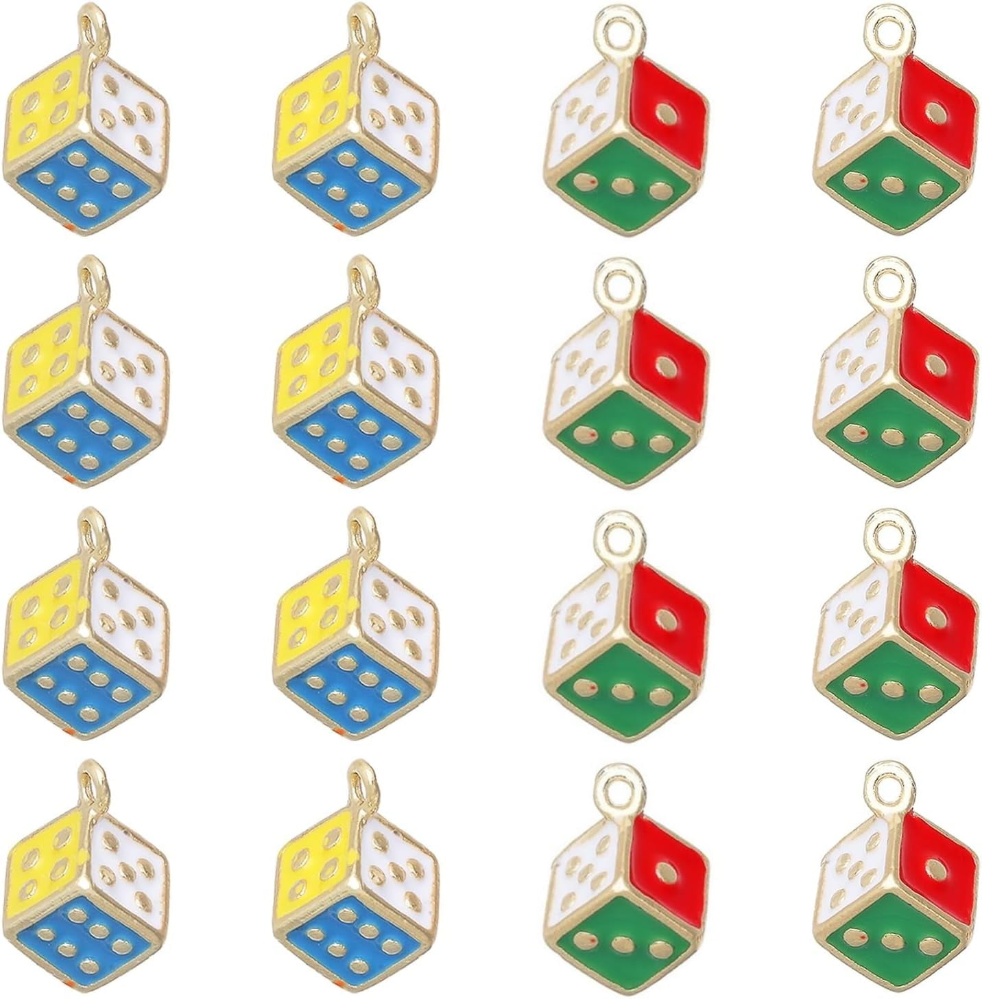 16Pcs Colorful Dice Charms Alloy Enamel Cube Square Dice Pendant Charms ...