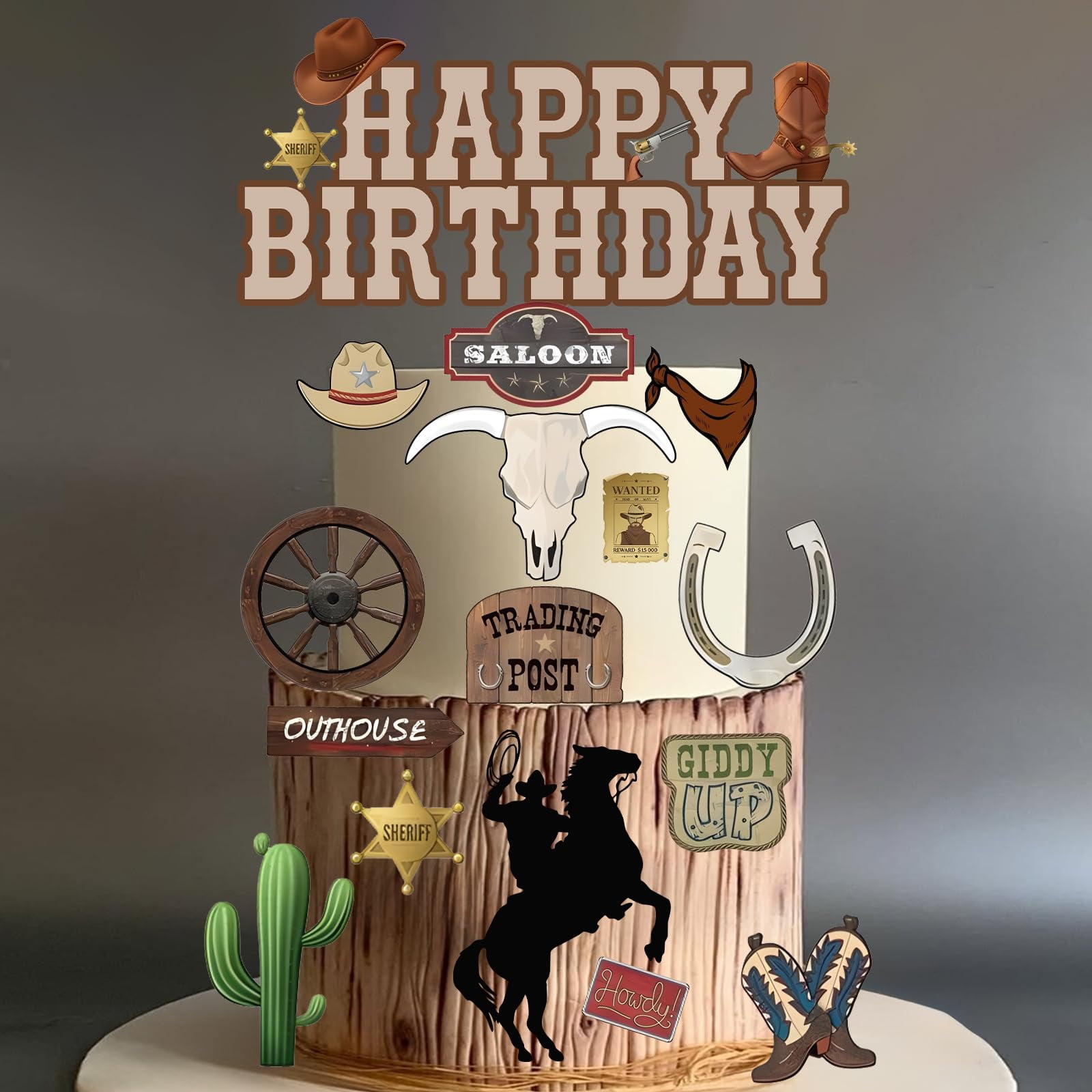 16Pcs Cowboy CakeEGSC Toppers, Cowboy Hat and Boot Cake Decorations ...