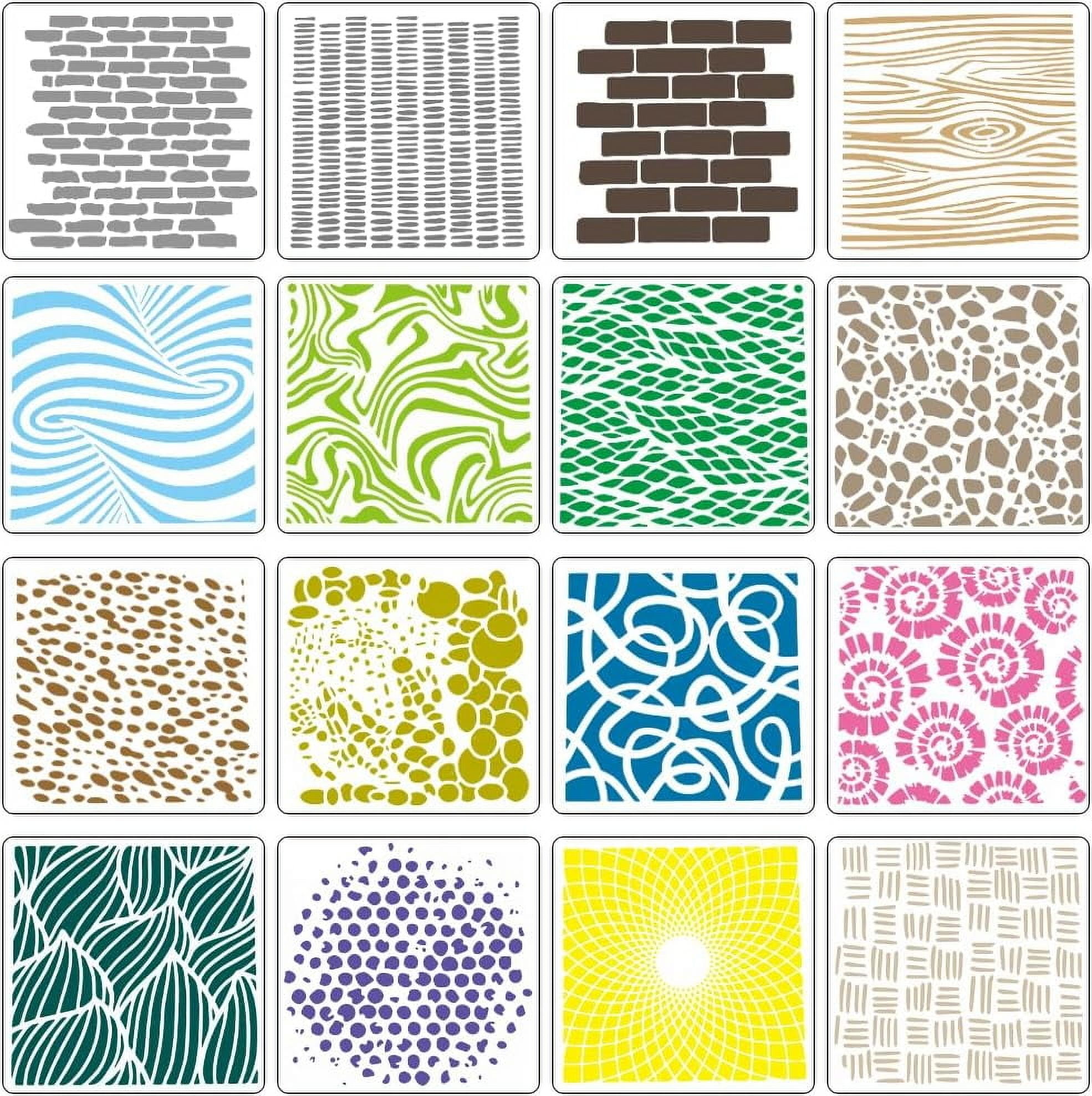 16Pcs Cubist Reusable Crafts Stencils Abstract Geometry Texture Brick ...