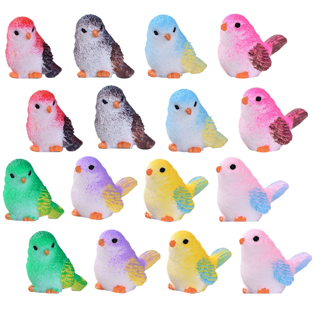 16-Piece Decorative Miniature Bird Figurines Set for Landscaping, Home ...