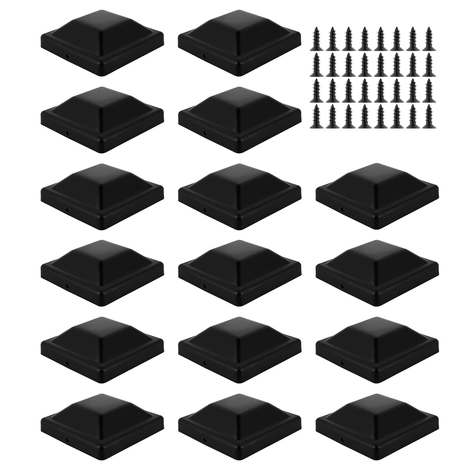 FUYGRCJ 16PCS Fence Post Caps 3-5/8 inches Black Deck Post Caps with 32 ...