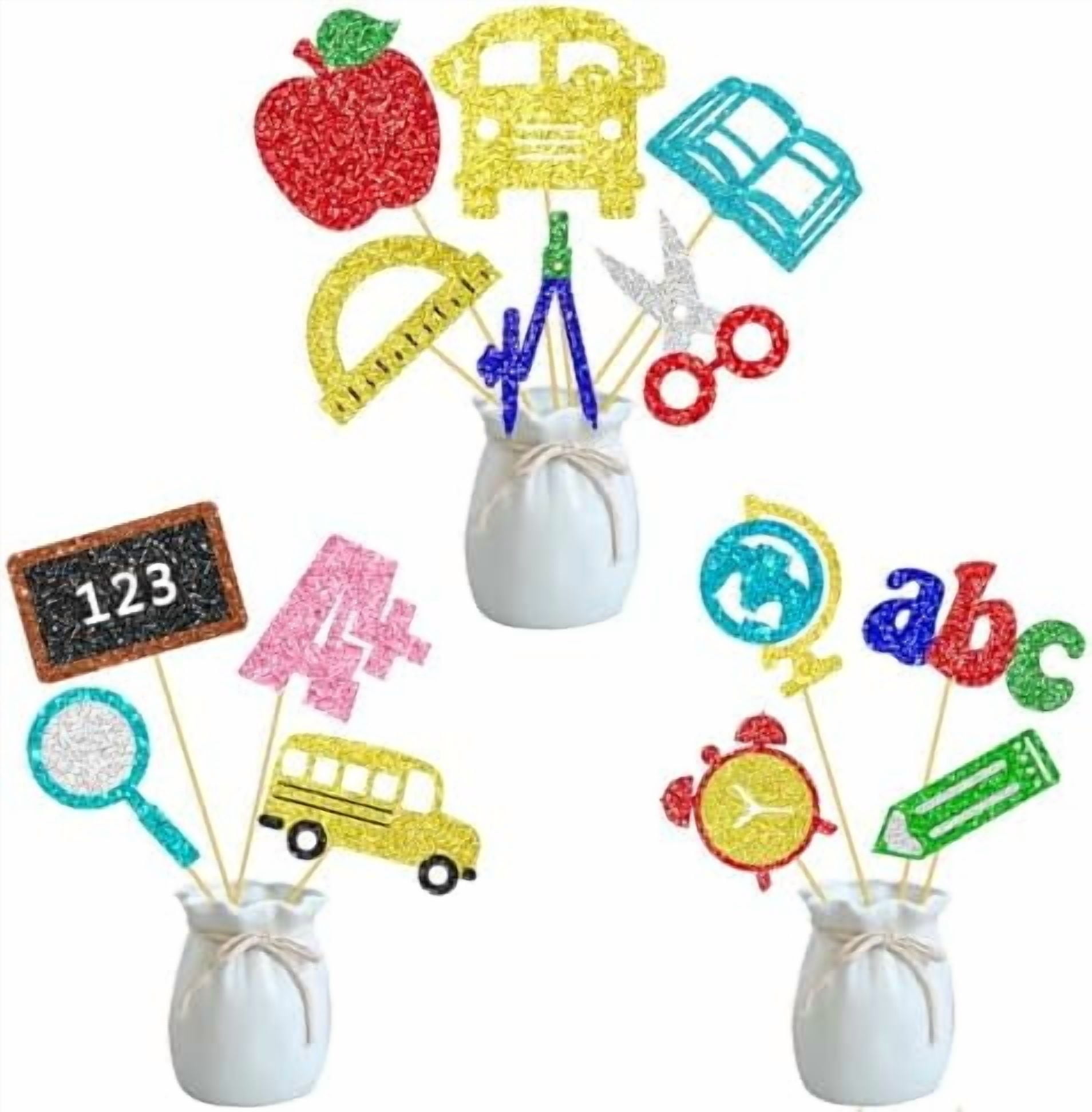16Pcs Glitter Back to School Centerpiece Sticks - Table Toppers ...