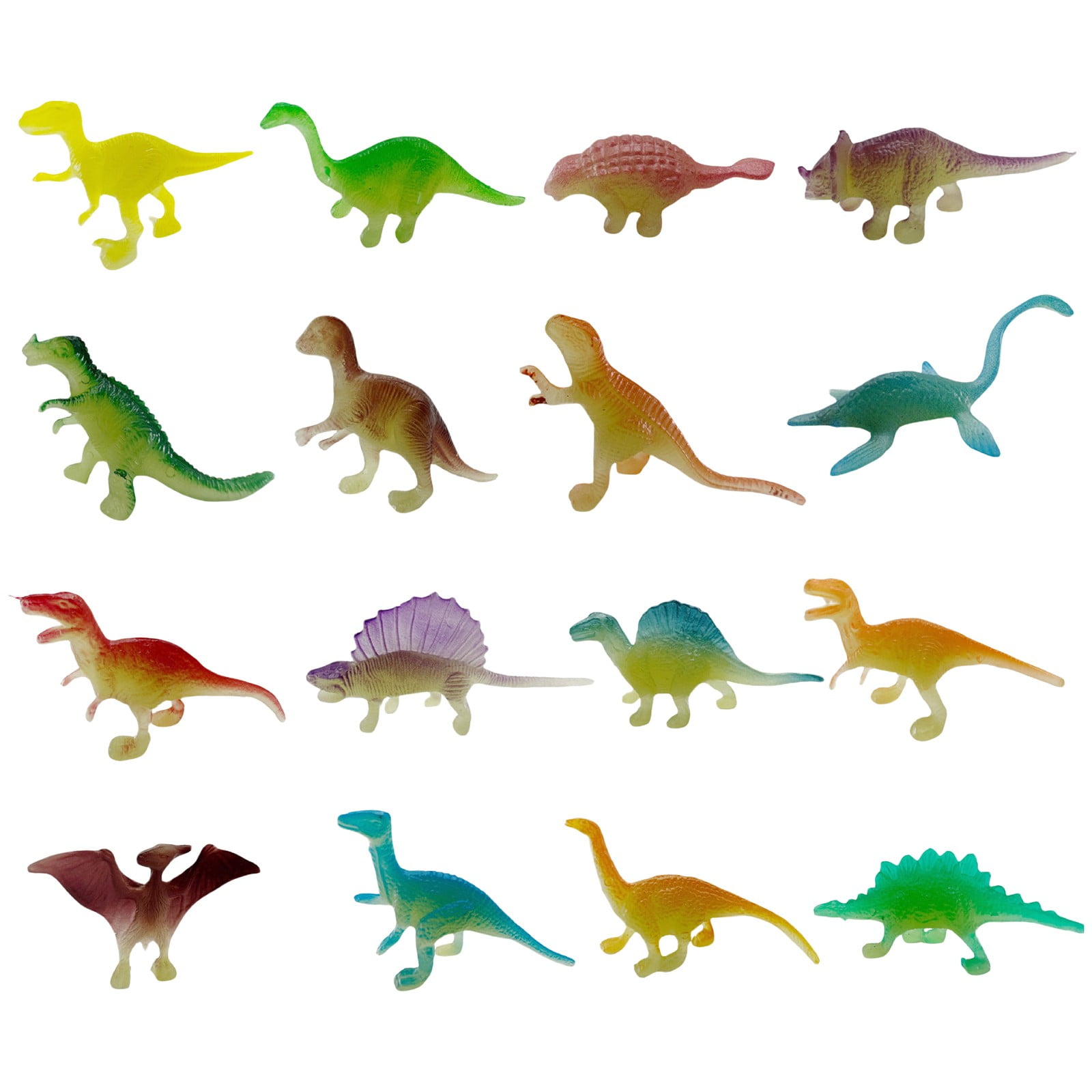 16Pcs Glow in Dark Mini Dinosaur Figures, Small Luminous Dinosaur Toy ...