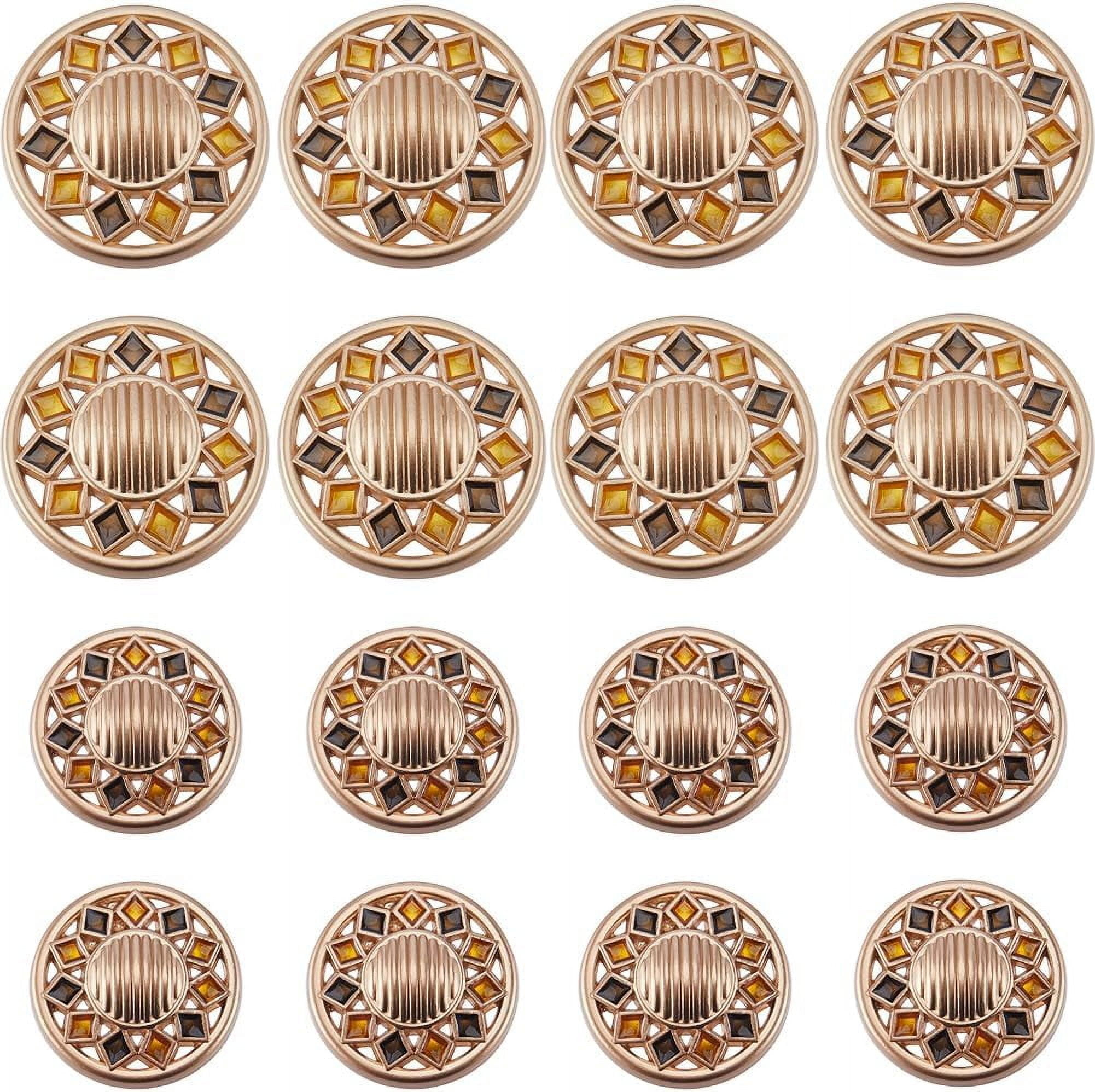 DIY 16Pcs Gold Metal Sewing Buttons 2 Style Alloy Enamel Shank Buttons ...