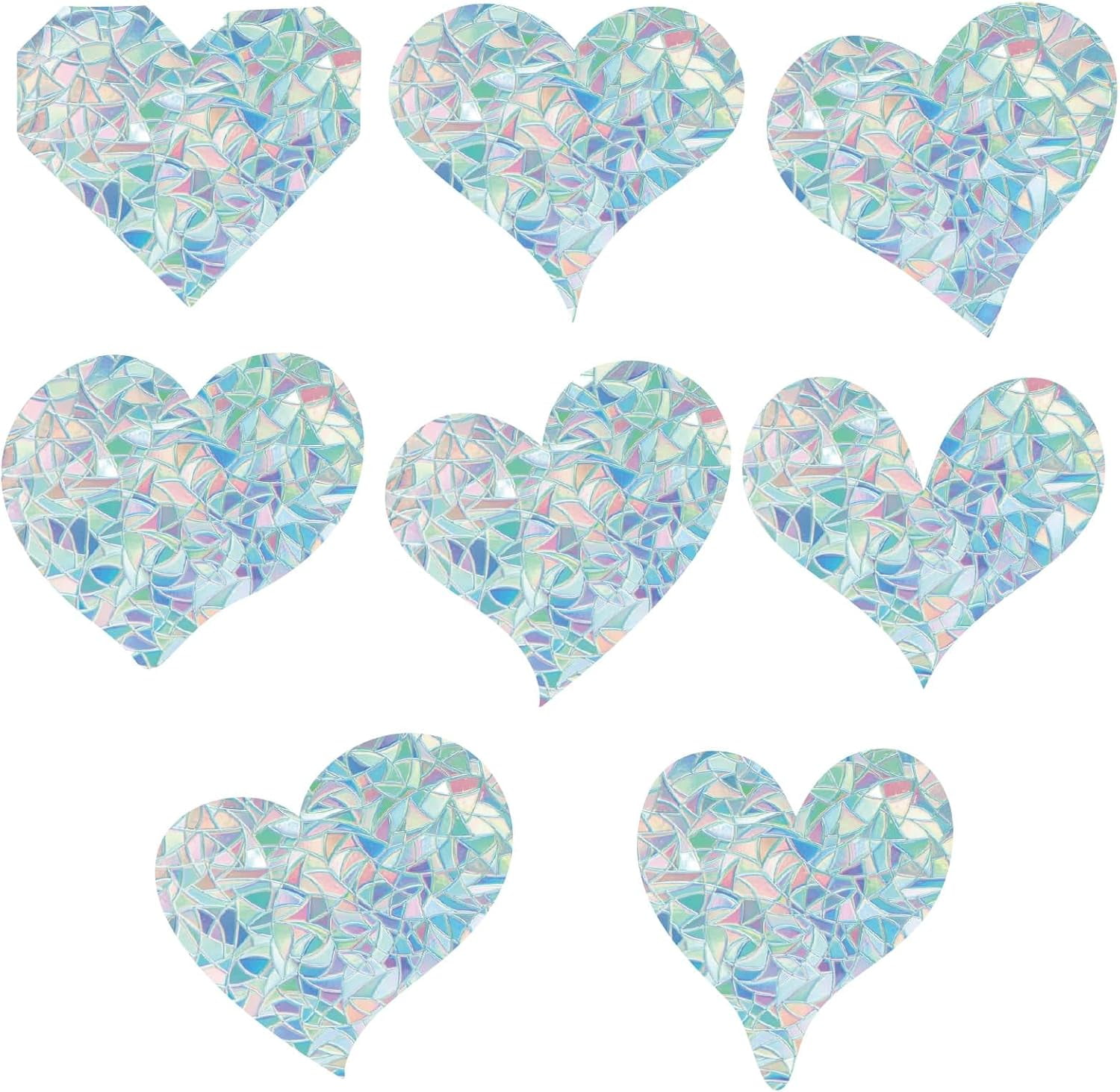 16Pcs Heart Shape Window Clings Love Hearts Rainbow Window Decals ...