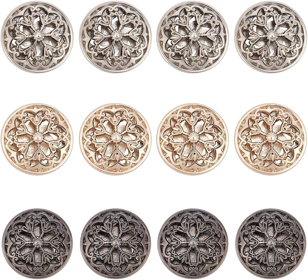 16Pcs Hollow Flower Metal Clothes Button Fashion Hollow Flower Pattern ...
