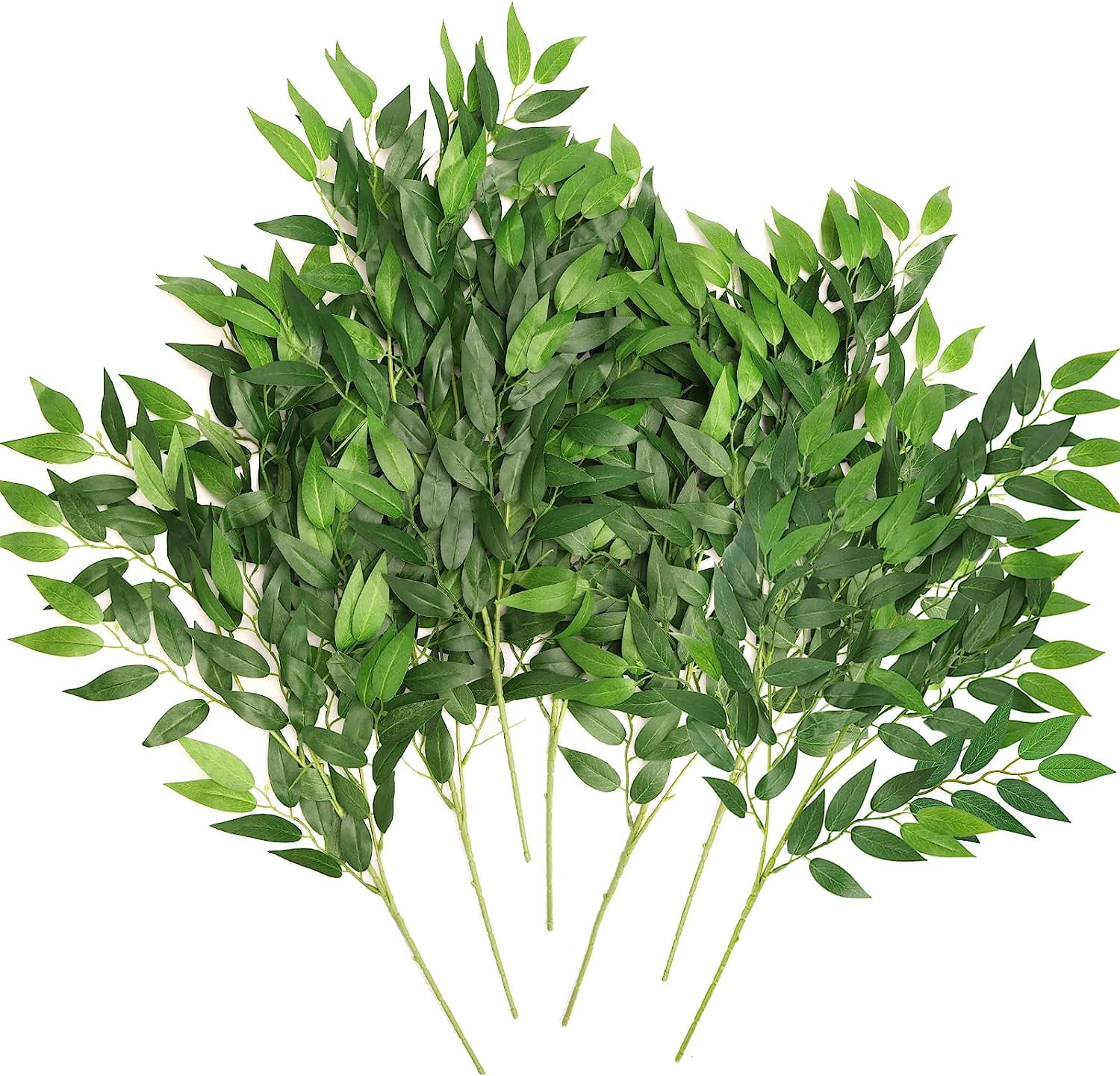 16Pcs Italian Ruscus Greenery Stems, 27.6In Artificial Green Leaf ...