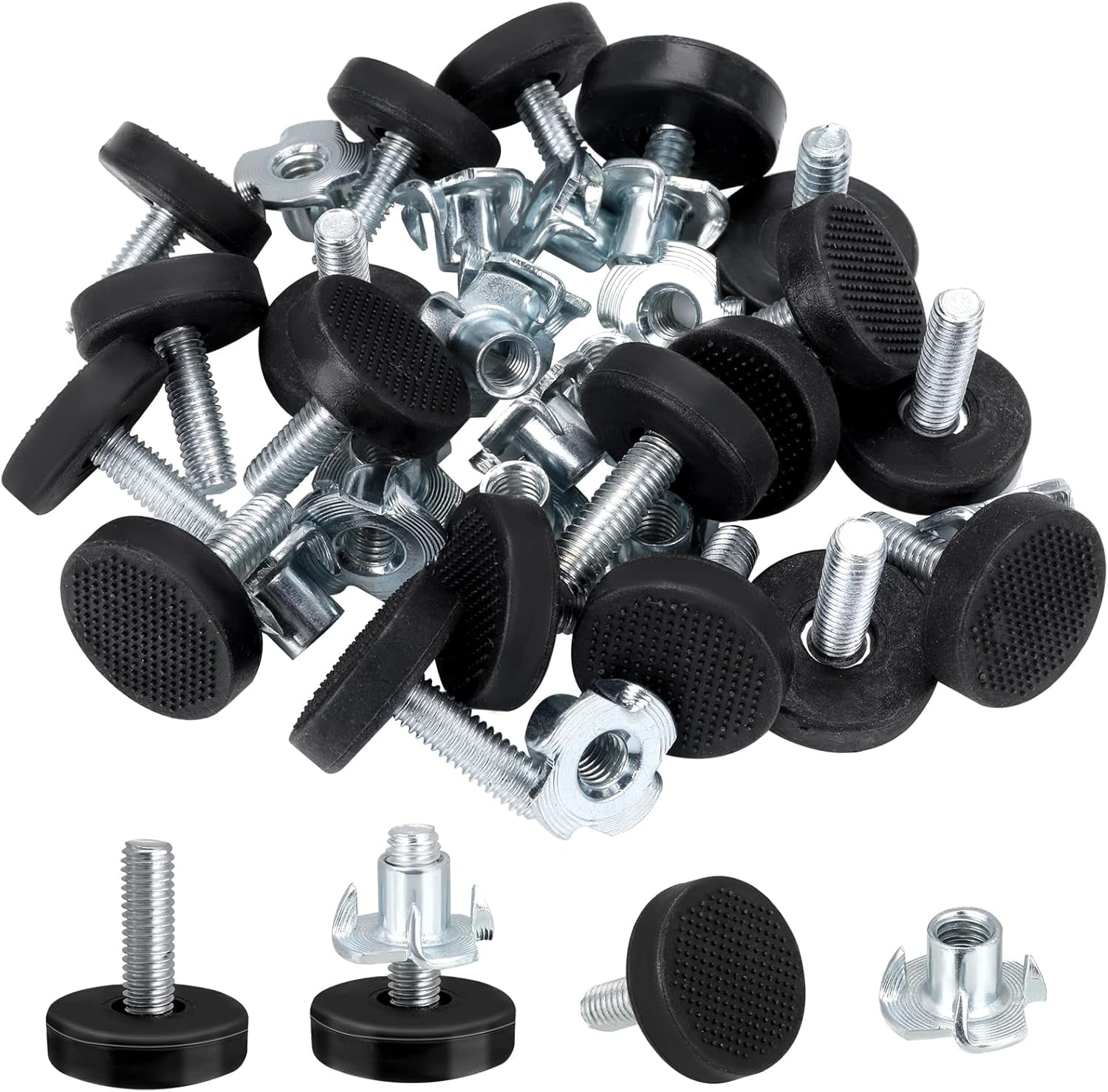 16Pcs M6 Thread Adjustable Furniture levelers Screw in Threaded ...