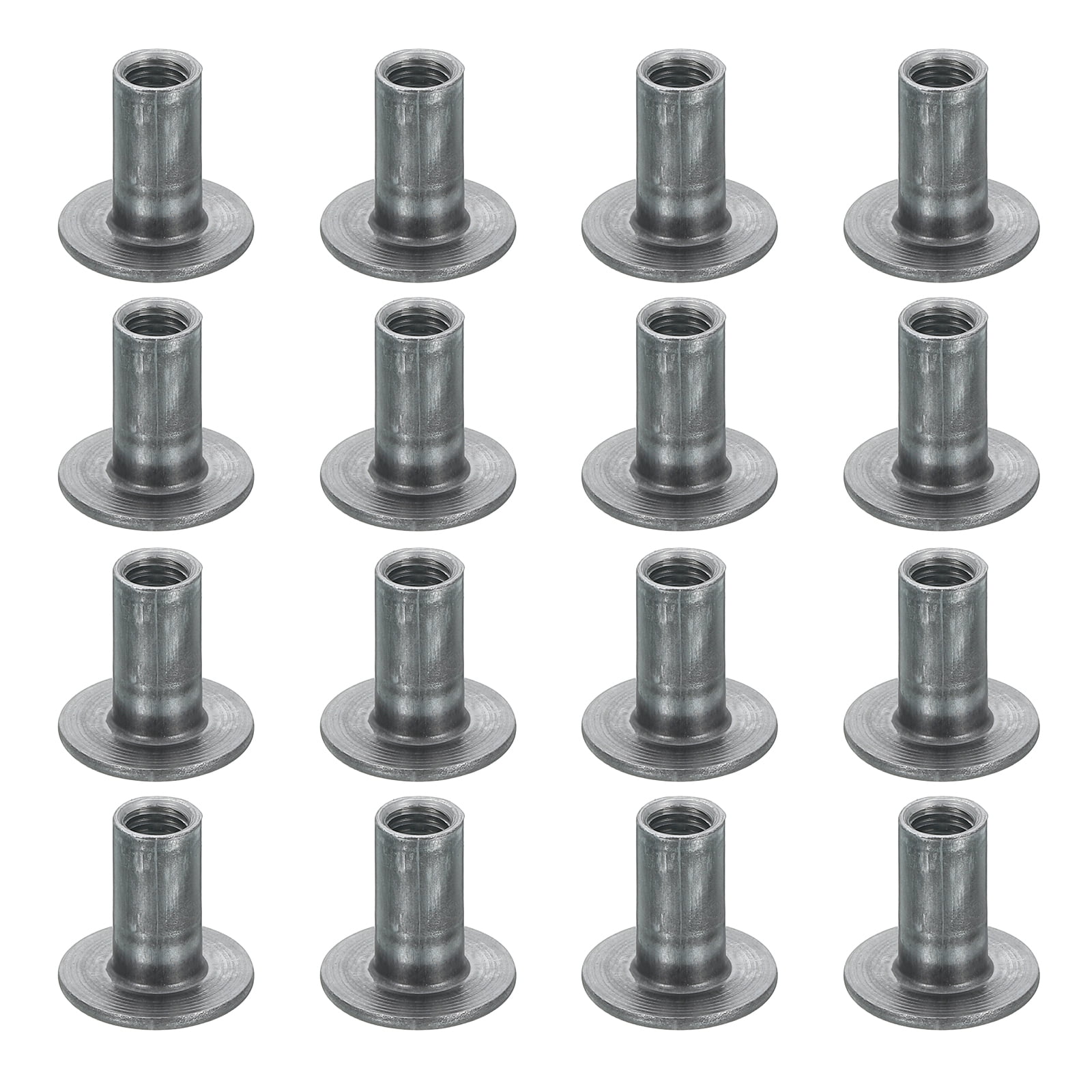 16Pcs M6x17.5x17mm Brad Hole Tee Nut Carbon Steel T-Nut Round Base ...