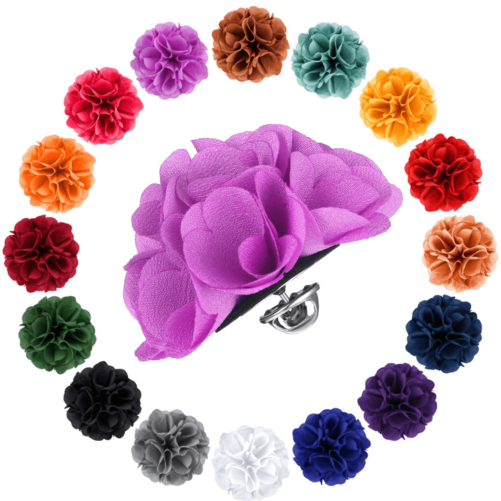 16Pcs Men's Formal Solid Rose Seersucker Flower Lapel Pin: Flower Pin ...