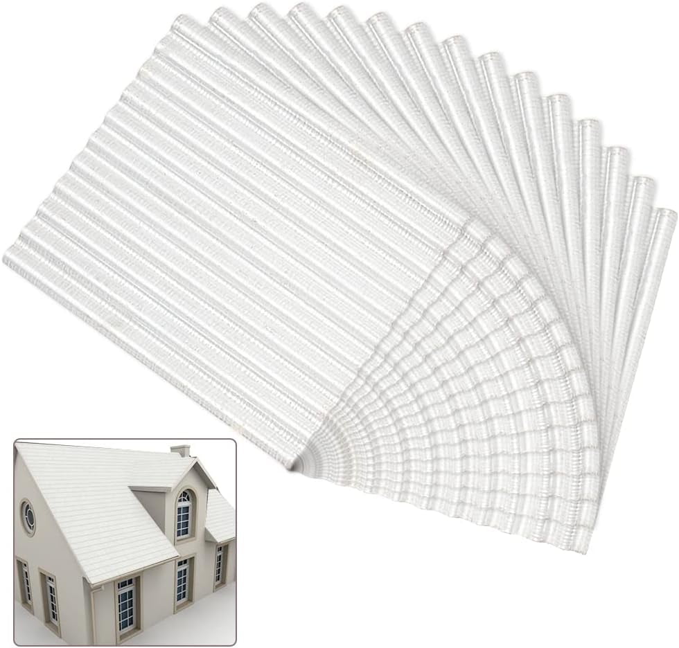 16Pcs Miniature Roof Tiles 1.8x1.5 Inch Mini Corrugated Iron Sheet ...