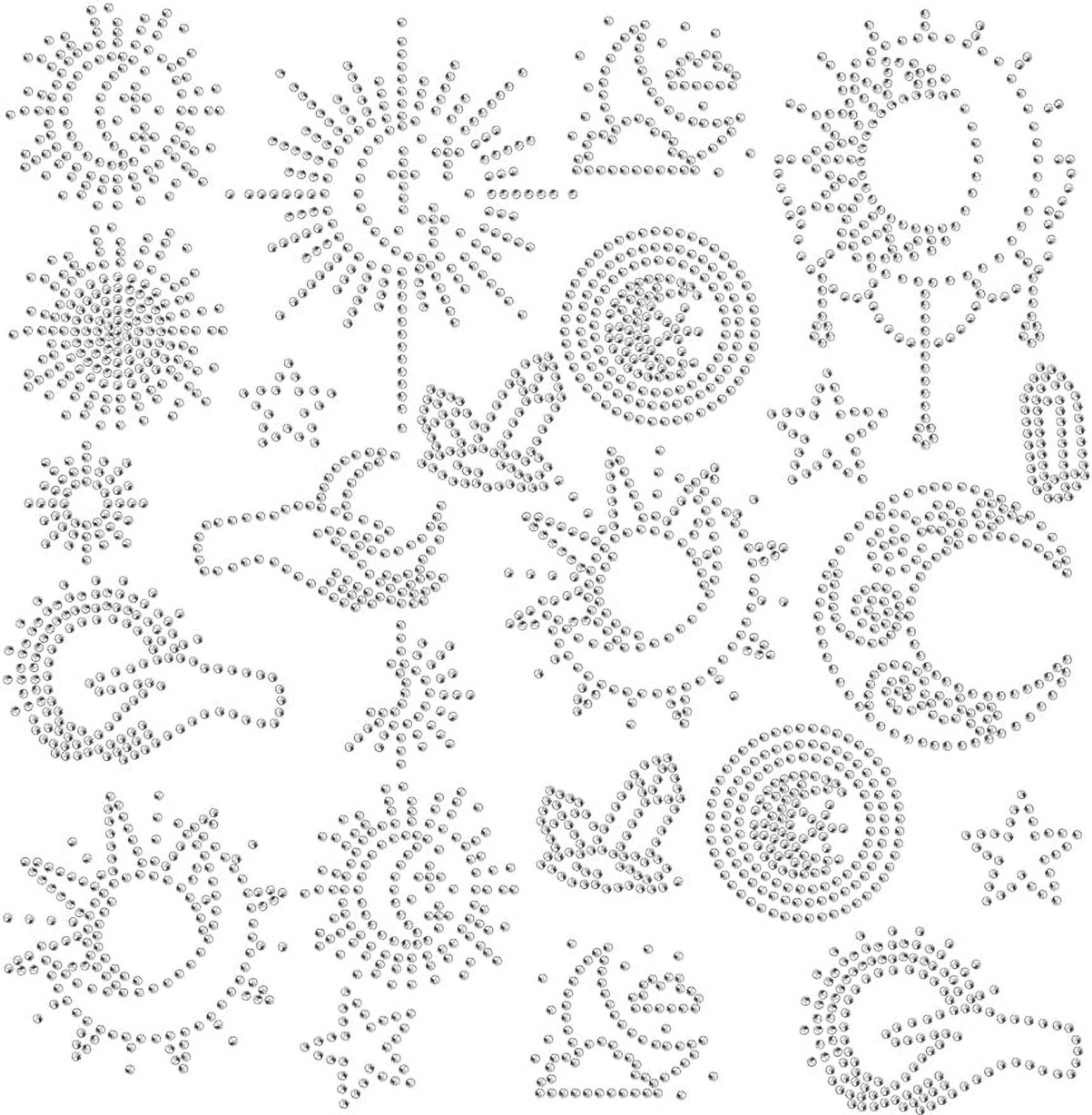 16Pcs Moon and Sun Patterns Rhinestone Iron on Hotfix Transfer Decal ...