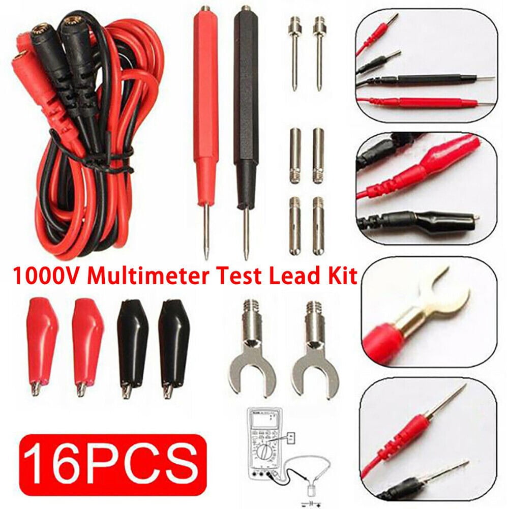 16Pcs Multimeter Test Leads Kit Replacement Banana Set With For ...