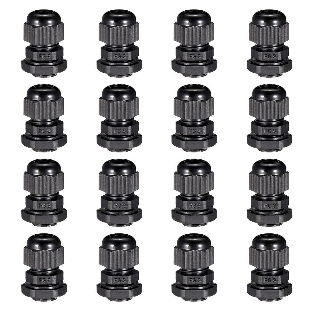 16Pcs PG9 Cable Gland Waterproof Plastic Wire Glands Black for 4-8mm ...