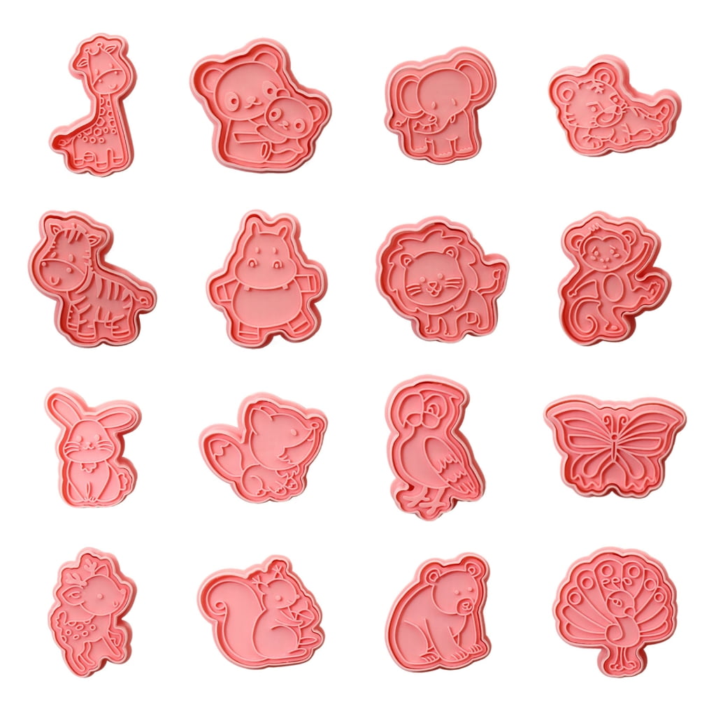 16Pcs Pressable Biscuits Mold Cartoon Cookie Holiday Biscuits Fondant ...