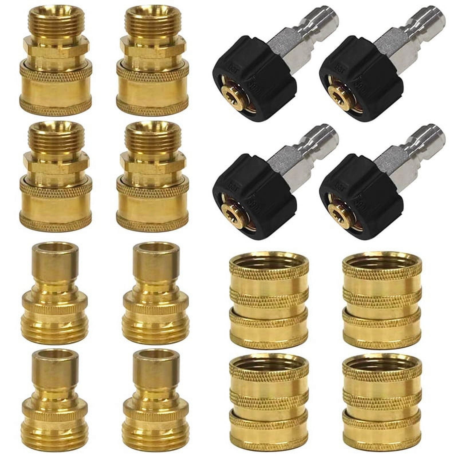 16Pcs Pressure Washer Adapter Set, Quick Disconnect Kit, M22 Swivel to 3/8 Inch Quick Connect, 3 ...