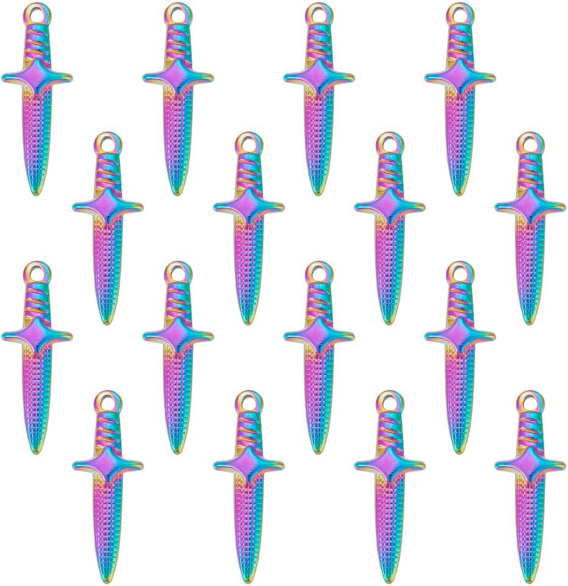 16Pcs Rainbow Pendants 24.5mm Stainless Steel Charms Hypoallergenic ...