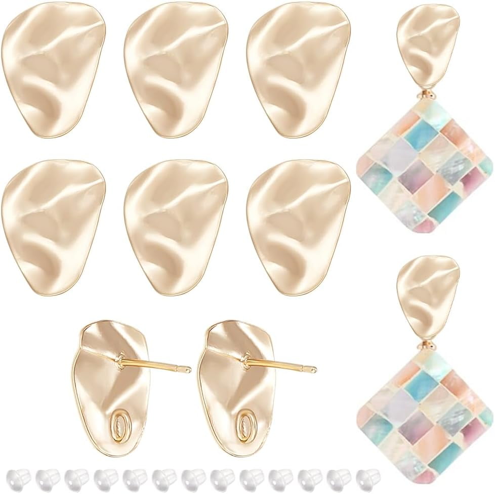 16Pcs Real 18K Gold Plated Teardrop Earring Studs Texture Teardrop ...