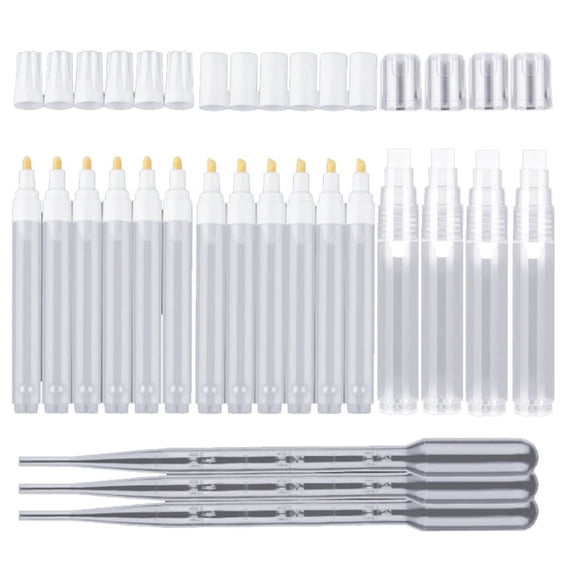 16Pcs Refillable Acrylic Paint Markers 3 mm 6 15 Empty White Pen 3Pcs ...