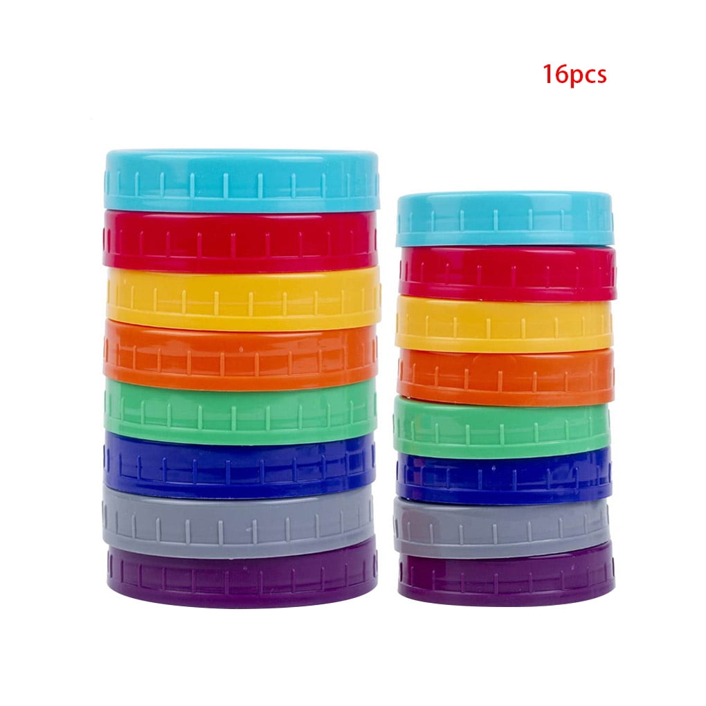 16Pcs Regular Wide Mouth Canning Jar Lids 70mm 86mm Plastic Storage ...