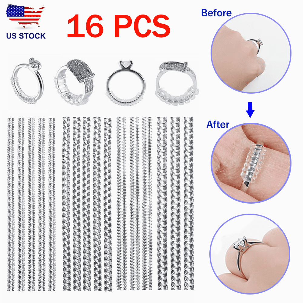 16Pcs Ring Size Adjuster Invisible Clear Ring Sizer Jewelry Fit Reducer ...
