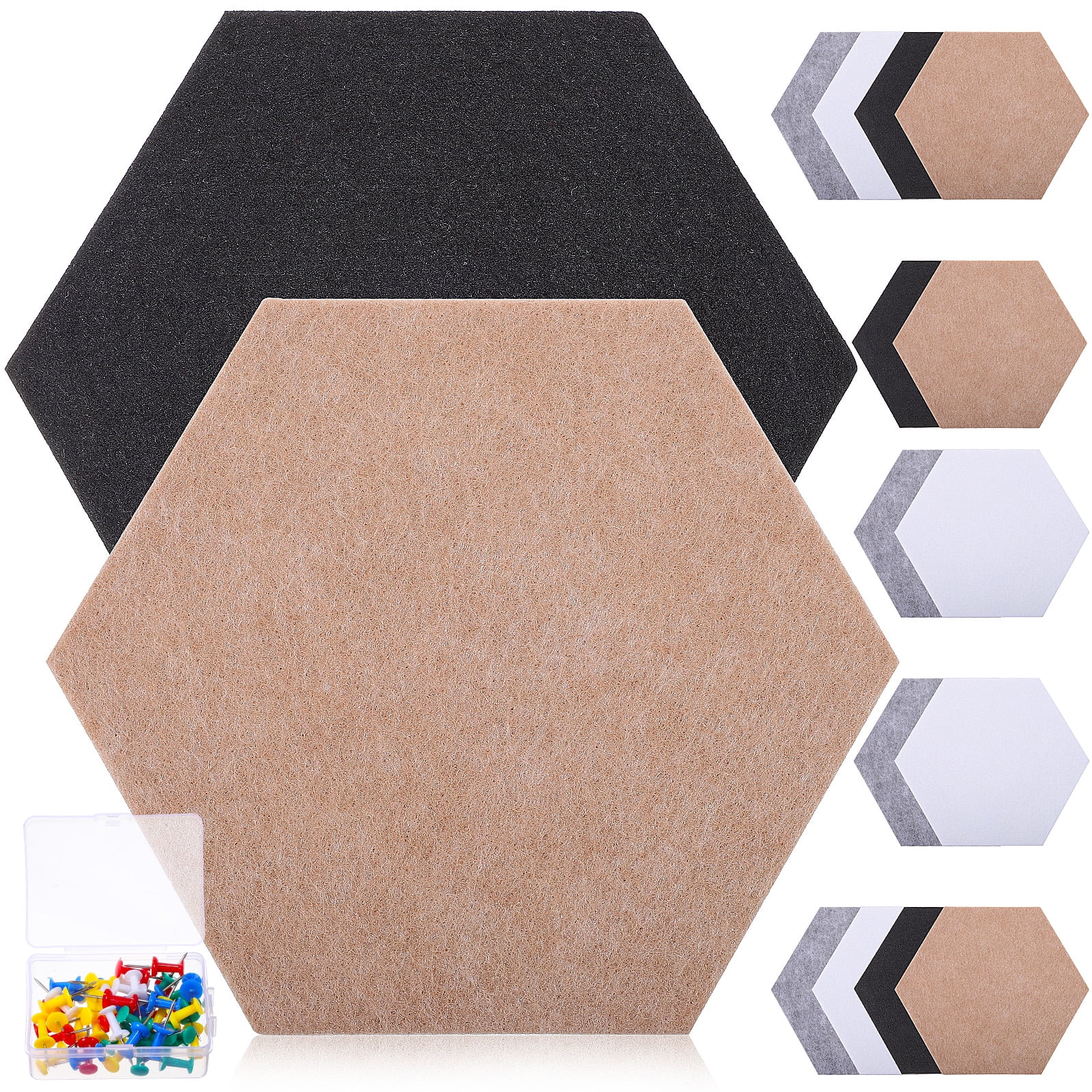 16pcs Self Adhesive Felt Boards Wall Tiles Hexagon Bulletin Boards With