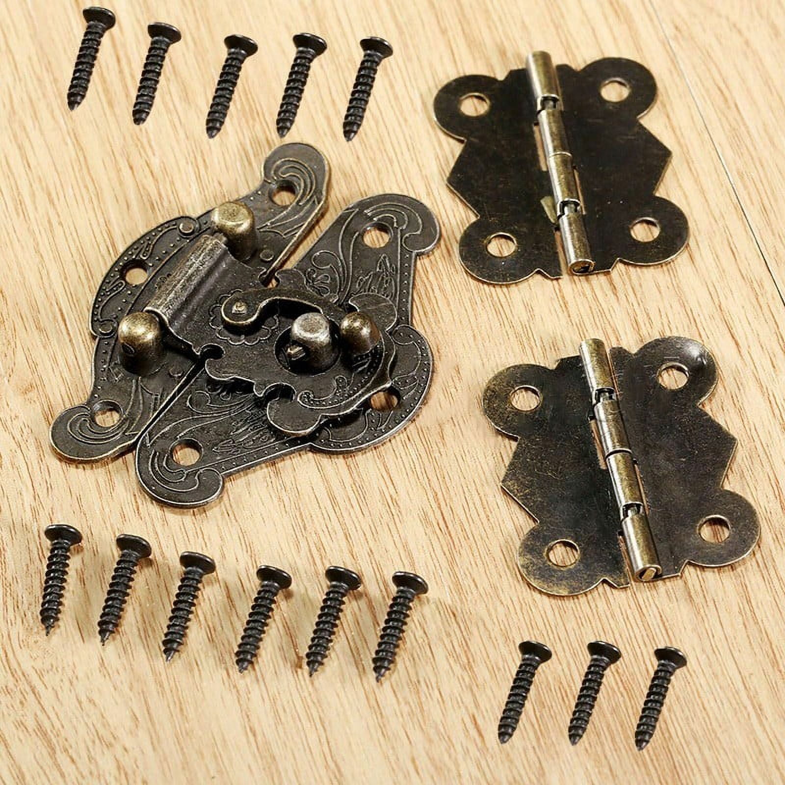 16Pcs/Set Vintage Antique Bronze Jewelry Wooden Box Case Toggle Hasp ...