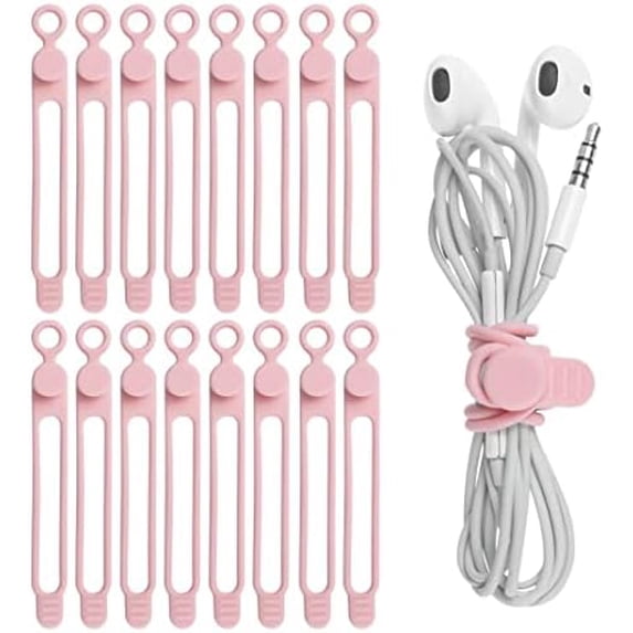 16Pcs Silicone Cable Straps Wire Organizer for Bundling Earphone, Phone ...