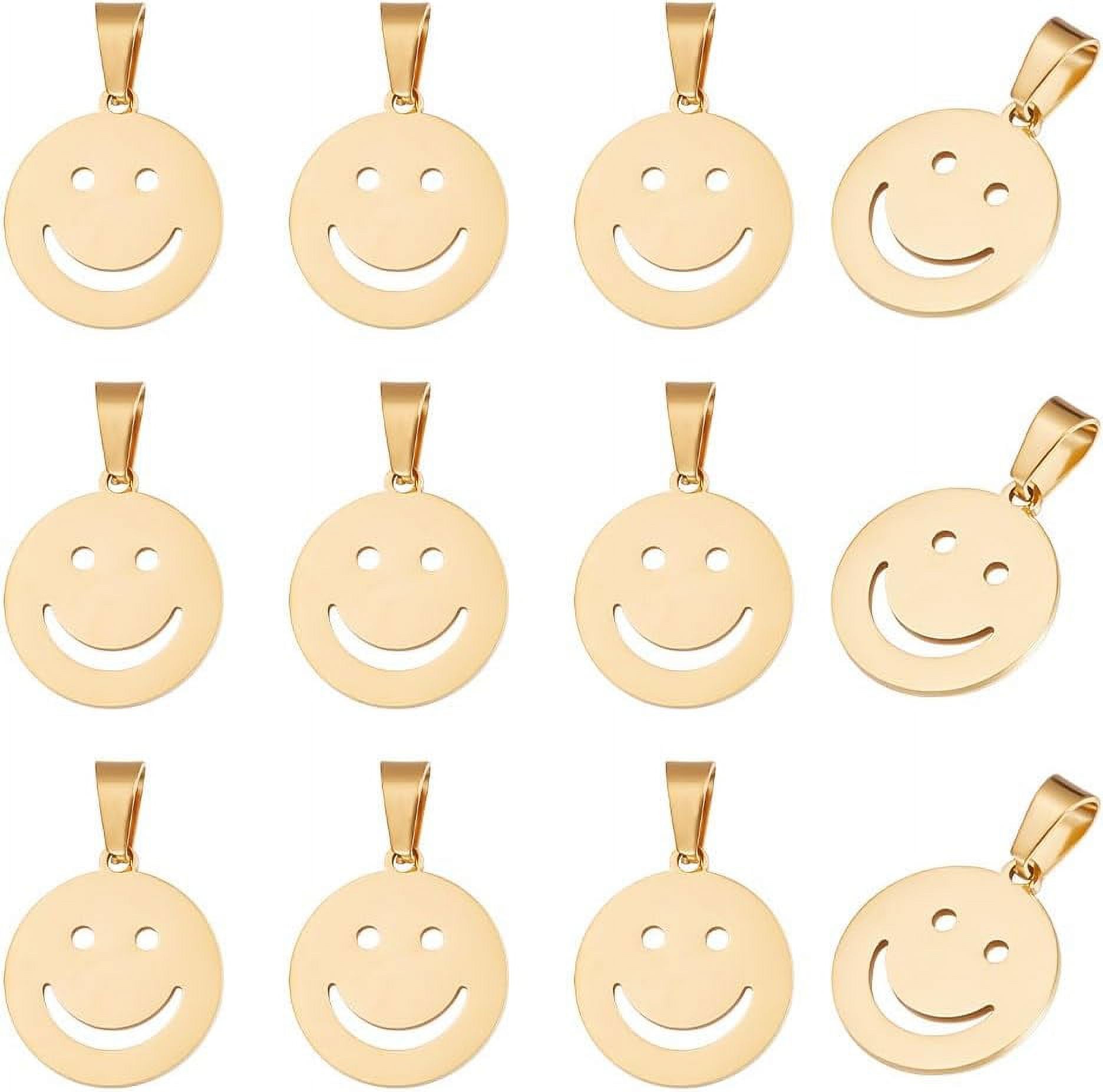 16Pcs Smile Charms Golden 304 Stainless Steel Smiling Face Pendants 19 ...