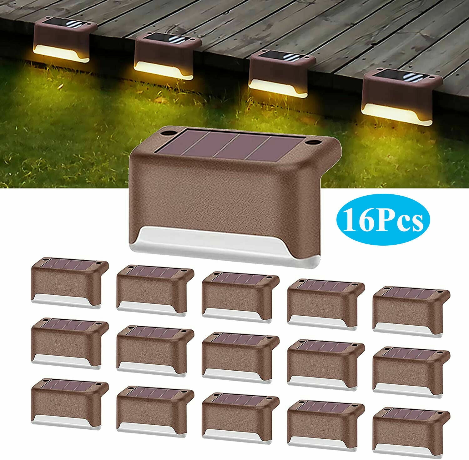 16Pcs Solar LED Bright Deck Lights Outdoor Garden Patio Railing Path ...