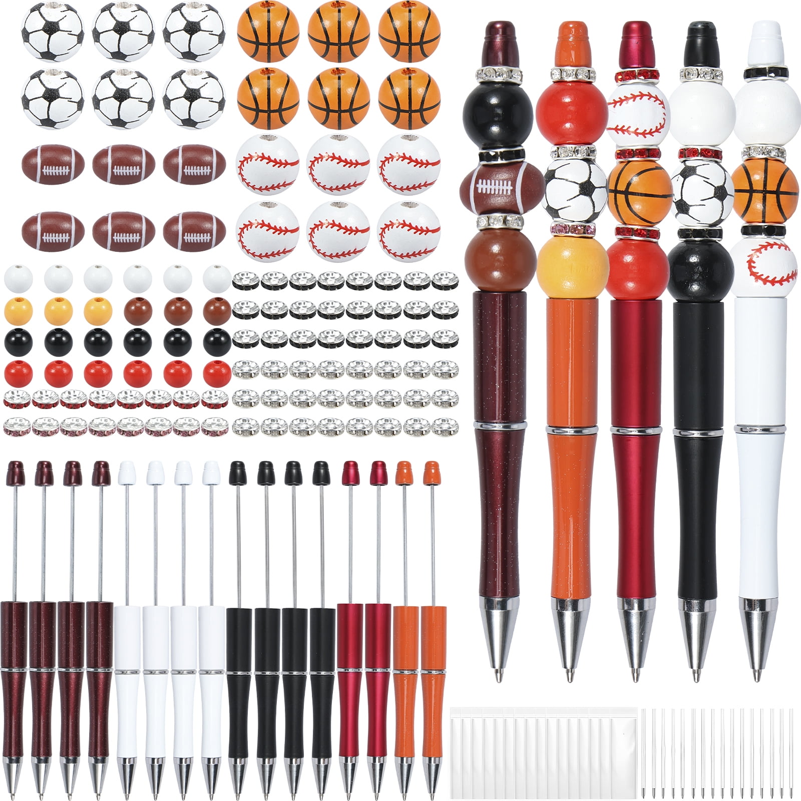 16Pcs Sports Bead Pens Fun DIY Beading Pens Kit Complete Beadable Pens ...