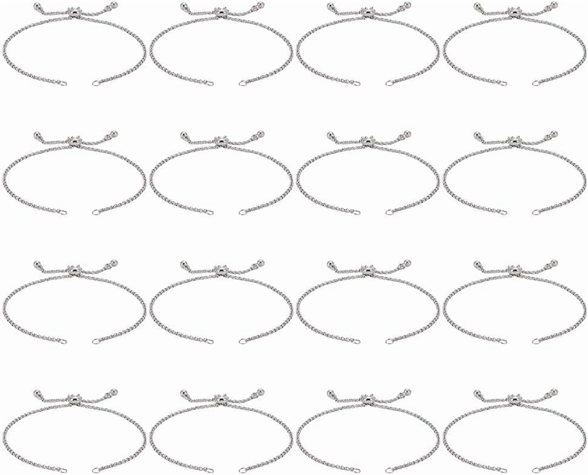 16Pcs Stainless Steel Adjustable Slider Bracelets 26cm Slider Bracelet ...