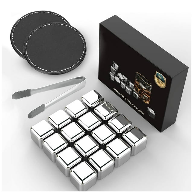 16Pcs Stainless Steel Metal Ice Cubes Reusable - Metal Stones Ice Cube ...