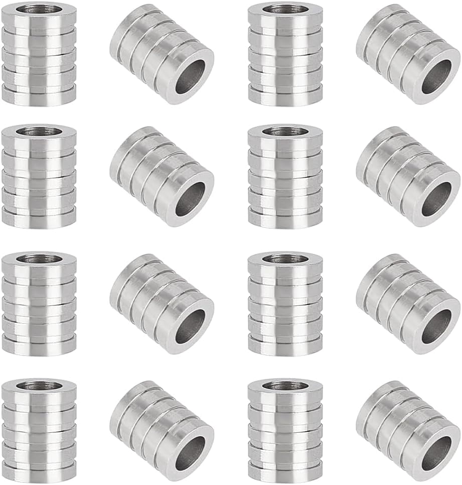 16Pcs Stainless Steel Spacer Beads 10x12mm Metal Silvery Flat Beads ...