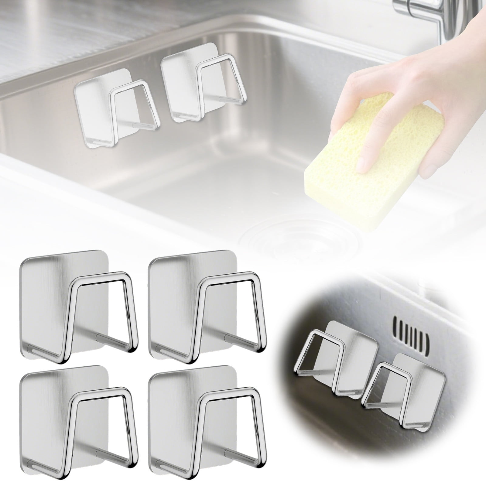 16Pcs Stainless Steel Sponge Holder - Rustproof SUS304 Kitchen Sink ...