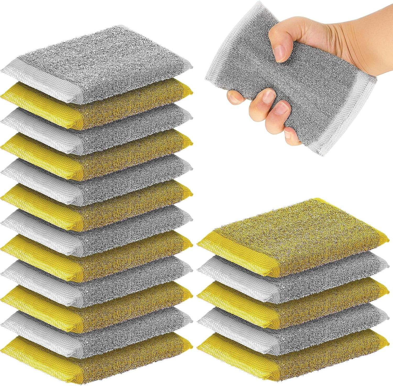 16Pcs Steel Scrub Sponges for Dishes Non Scratch Scouring Sponge Multi ...
