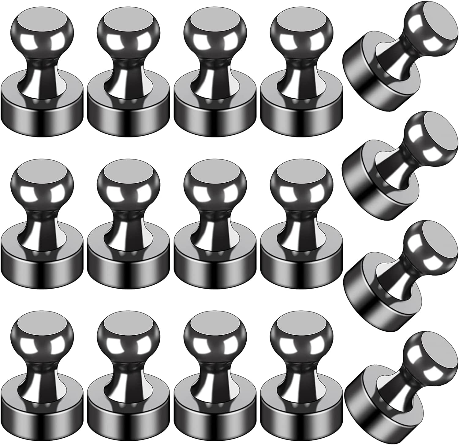16Pcs Strong Fridge Magnets,Black Push Pin Magnets,Strong Whiteboard ...