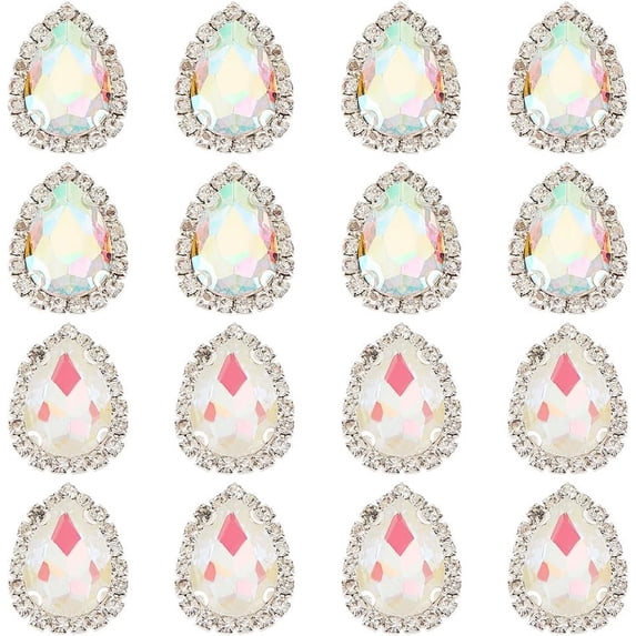 16Pcs Teardrop Rhinestone Buttons 1mm Handcraft Button Glass hinestone ...