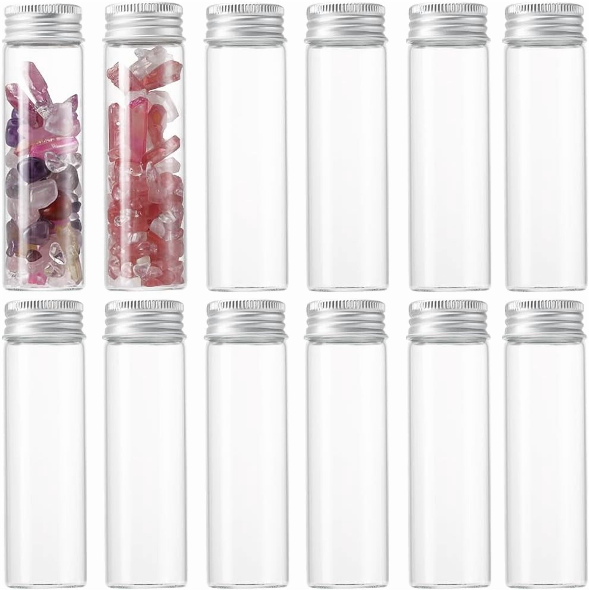 16Pcs Tiny Glass Storage Jars 50ml Flat Bottomed Test Tube with ...