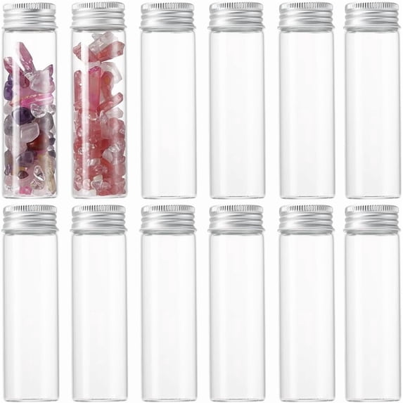 16Pcs Tiny Glass Storage Jars 50ml Flat Bottomed Test Tube with ...