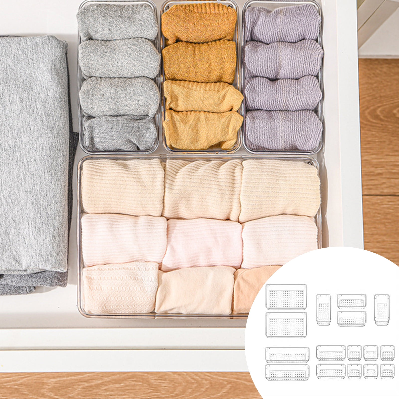 16Pcs of Transparent Drawer Divider Storage Box Can Be Free Combination ...