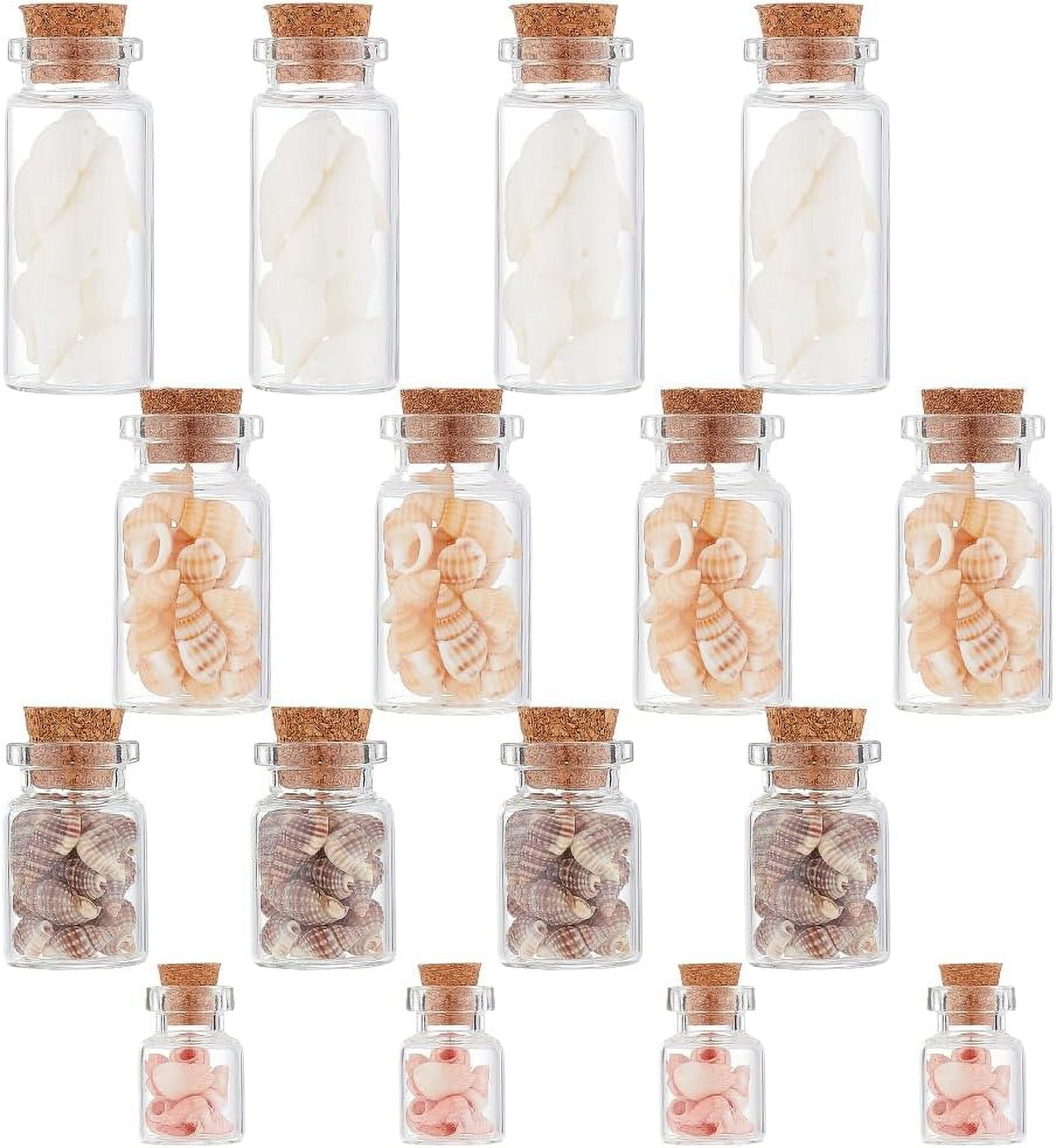 16Pcs Transparent Glass Bottle 4 Styles Beach Message Bottles Mini ...