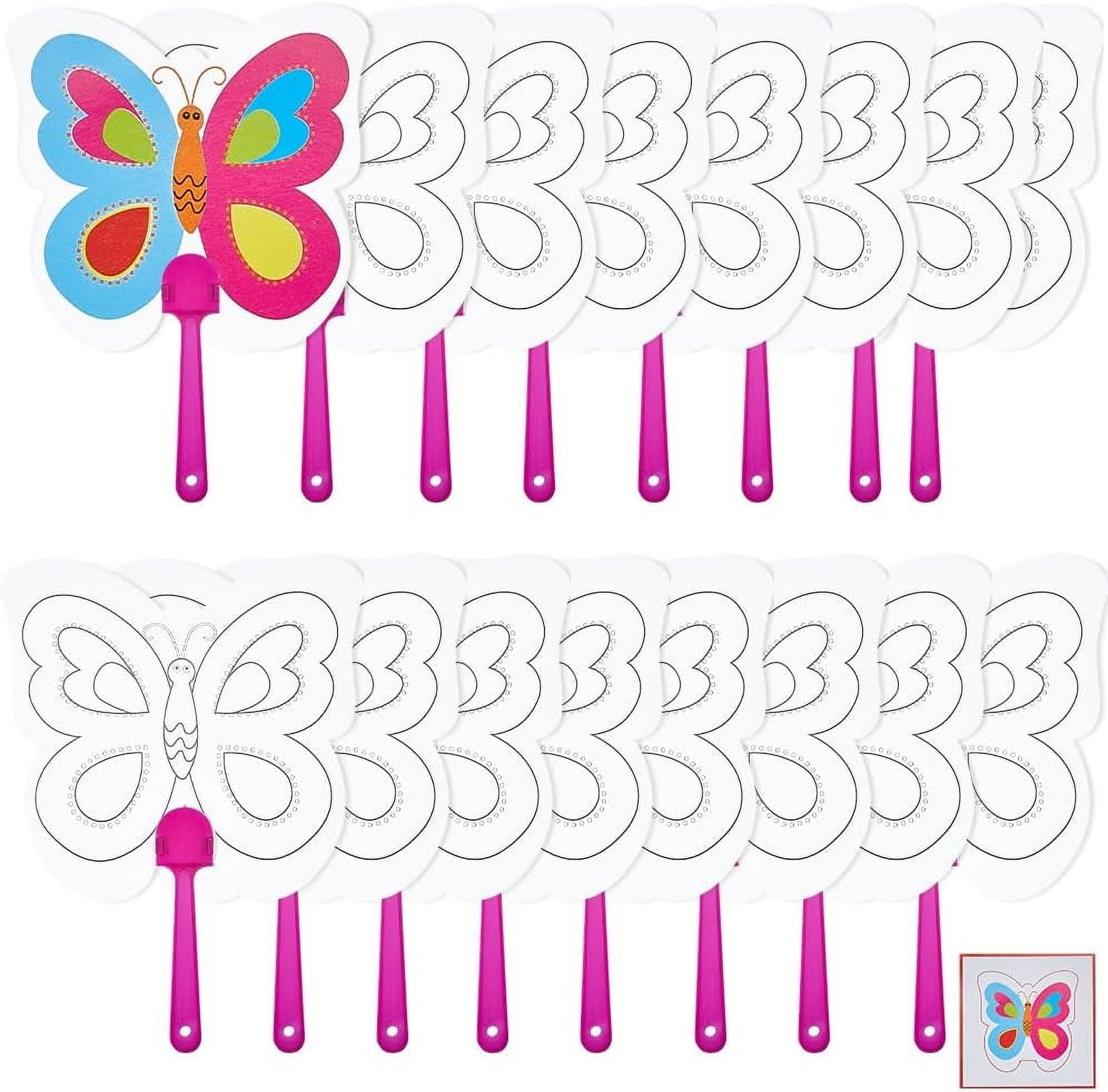 16Pcs White Paper Hand Held Fan Butterfly Animal Spring Summer Pattern ...