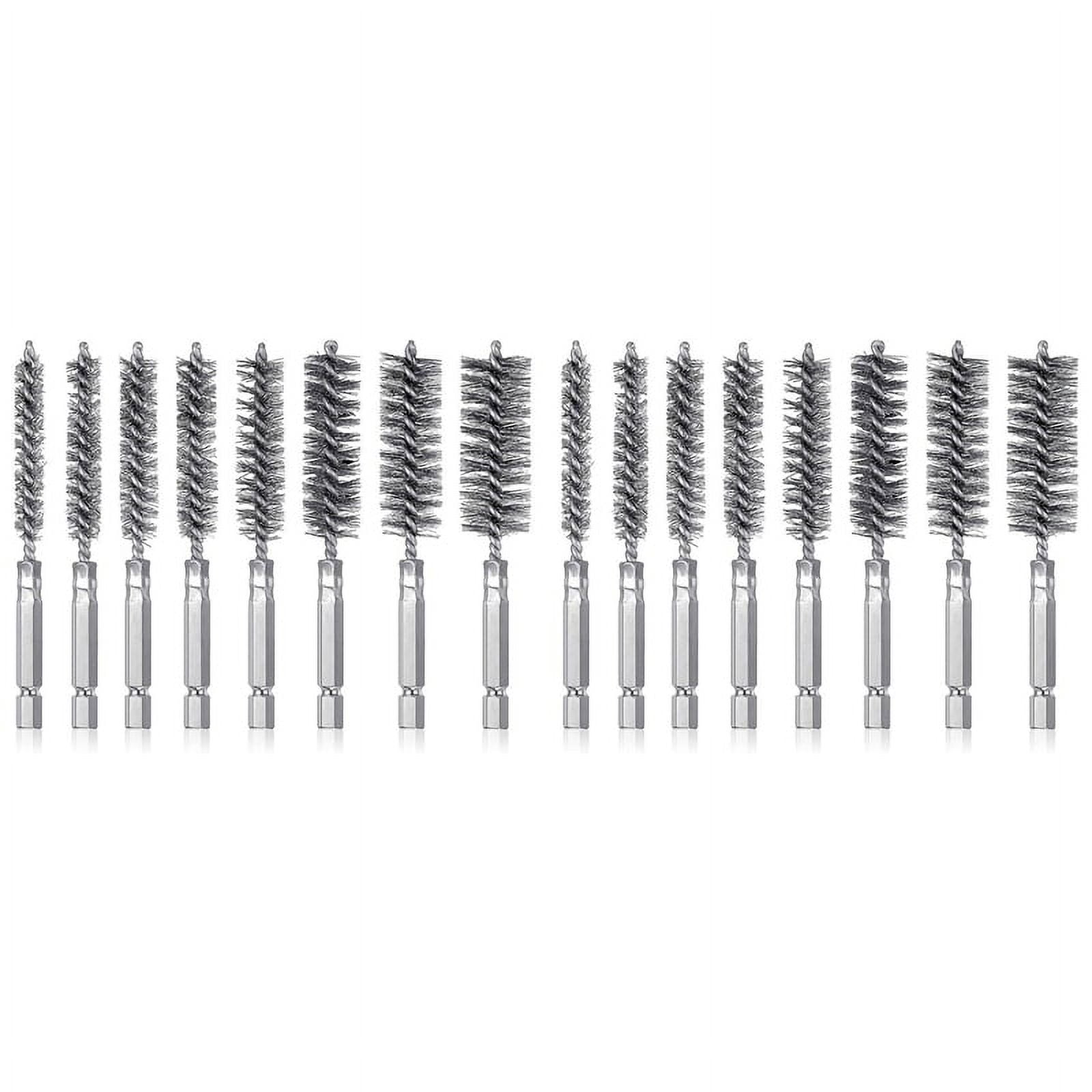 16Pcs Wire Brush Drill Bit Set with 1/4 Inch Hexagon Shank Steel Wire ...