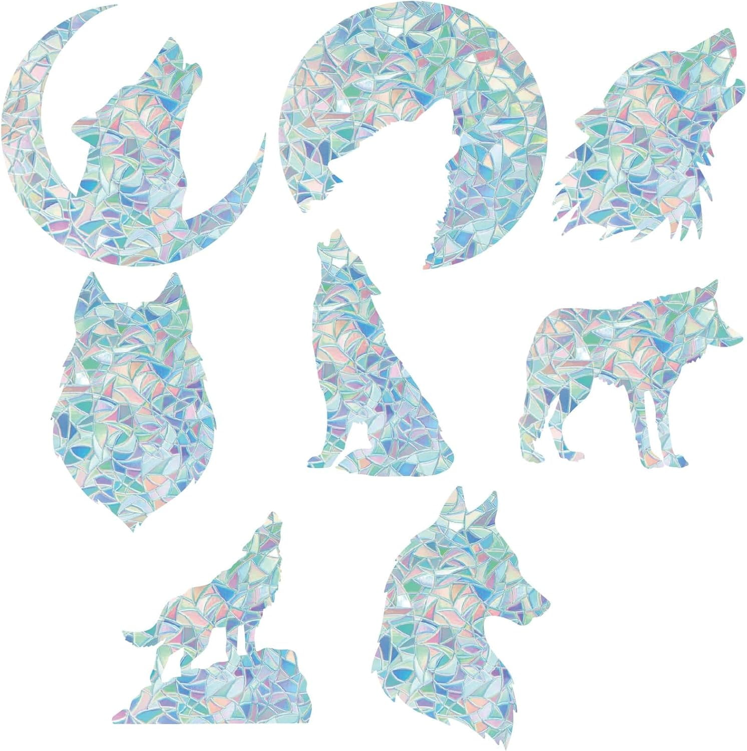 16Pcs Wolf Window Clings 8 Styles Wolf Window Sticker 3D Decorative ...