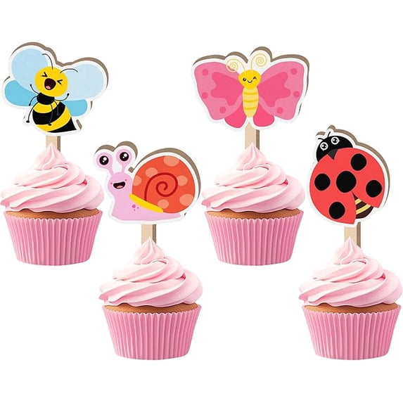 16Pcs Wooden Insects Cupcake Toppers, Wood Bee Snail Butterfly Ladybug ...