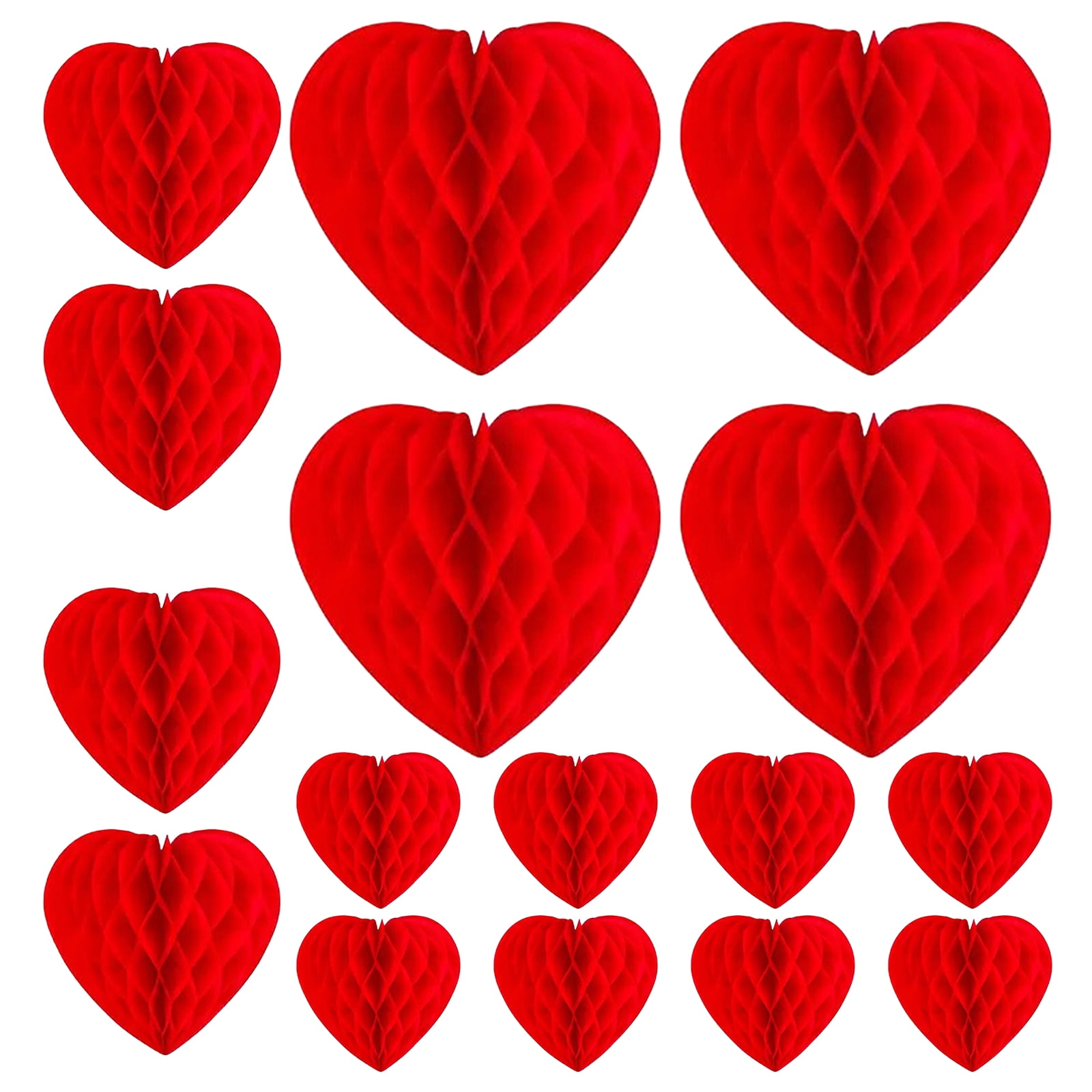 16Pieces Red Paper Heart Honeys Combs Decors for Home Office Romance ...